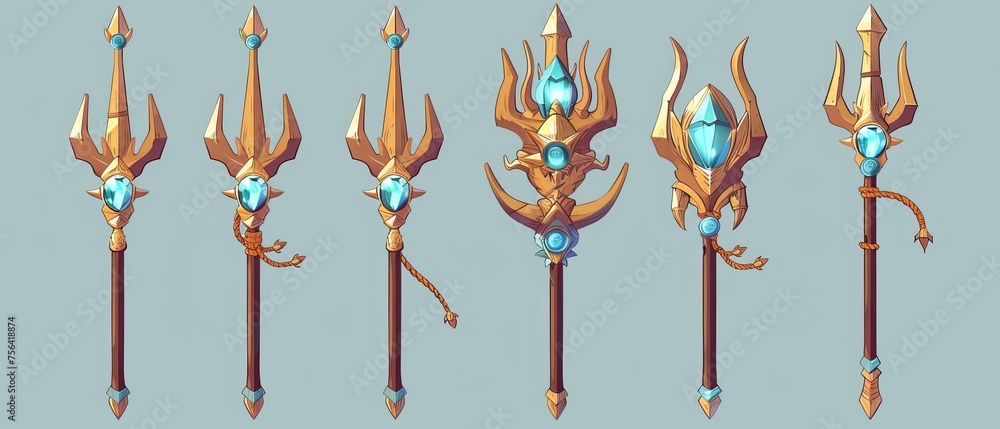 The magical trident of Poseidon or Neptune for game UI design ...
