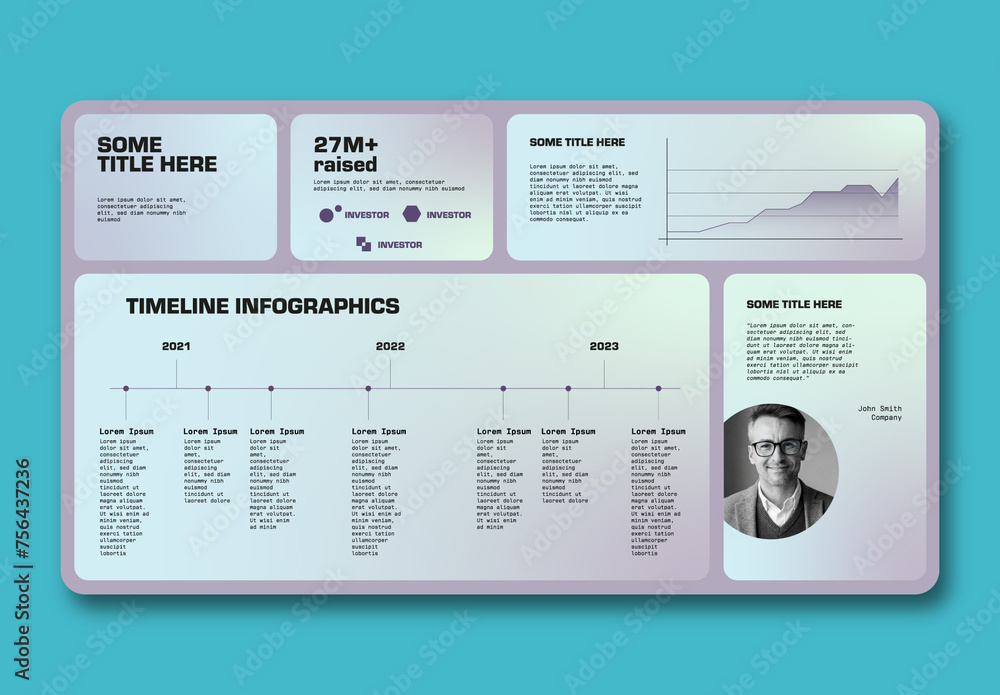 Grid Layout Infographics Template with Timeline Stock Template | Adobe ...