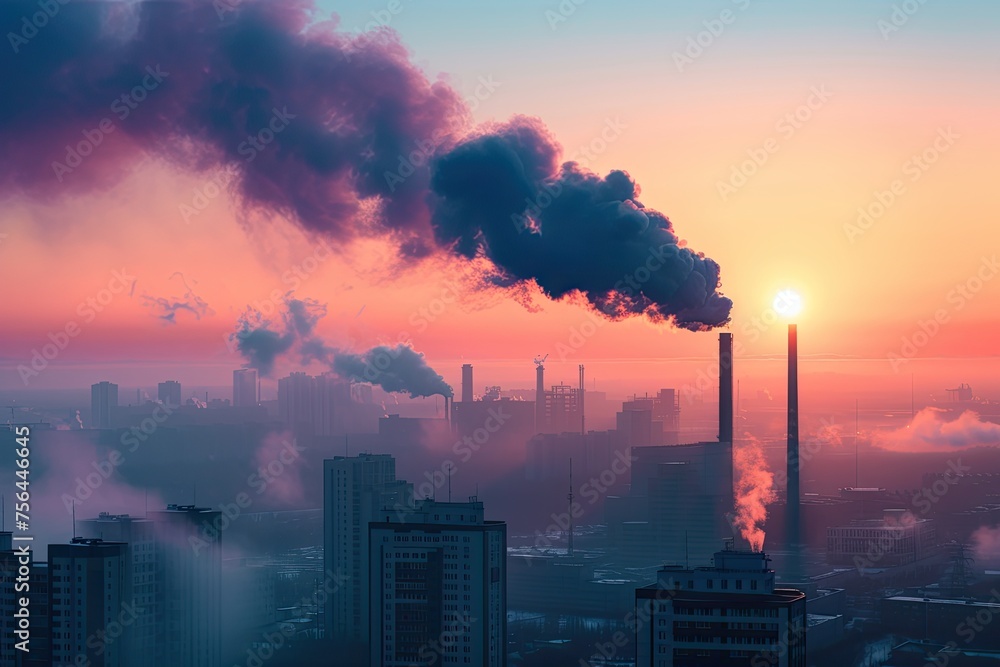 Air pollution in a factory setting impactful image conveying ...
