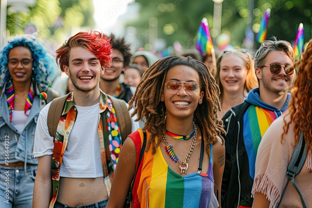 Vibrant urban scene reflecting diversity and inclusivity. Celebrating ...