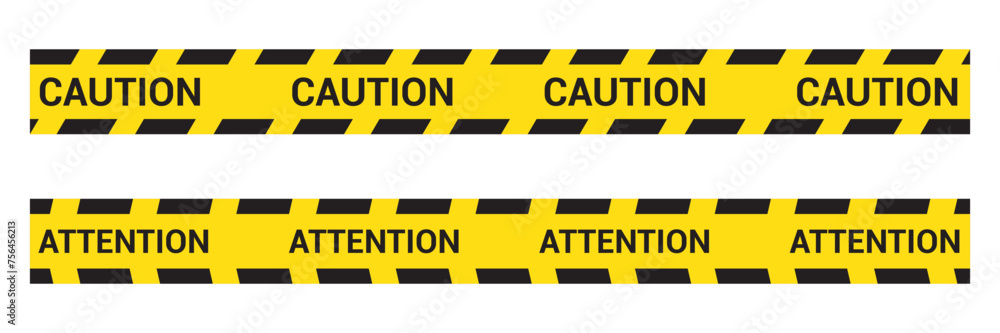 set of Yellow danger barricade tape with black diagonal stripes and ...