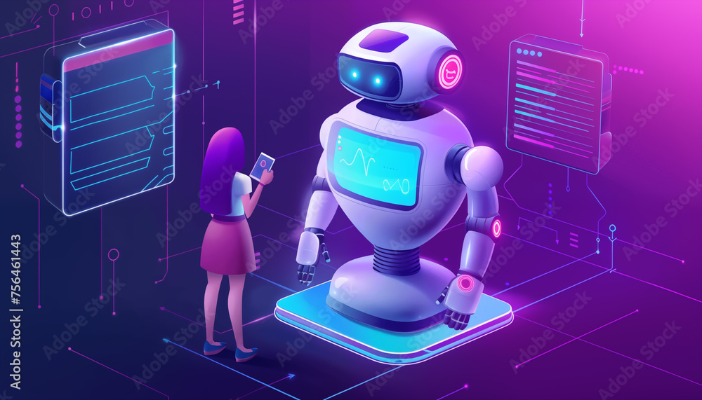 Online communication with chat bot. Robot answer customer in chatbot ...