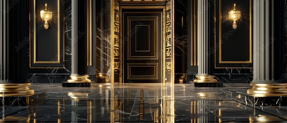 interior of a royal palace castle of Egyptian empire in ancient times ...