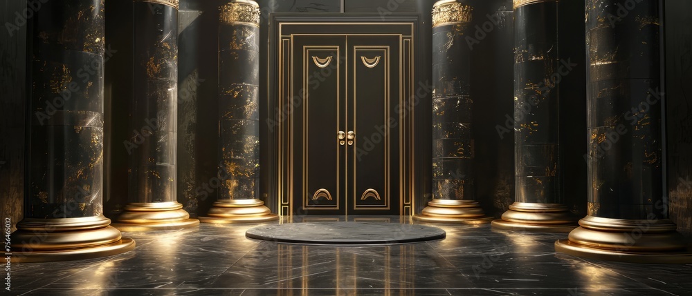 interior of a royal palace castle of Egyptian empire in ancient times ...