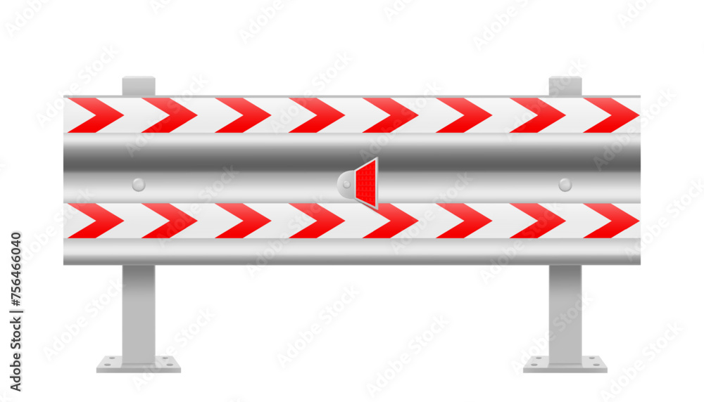 Vecteur Stock Metallic road barrier fence, isolated on white background ...
