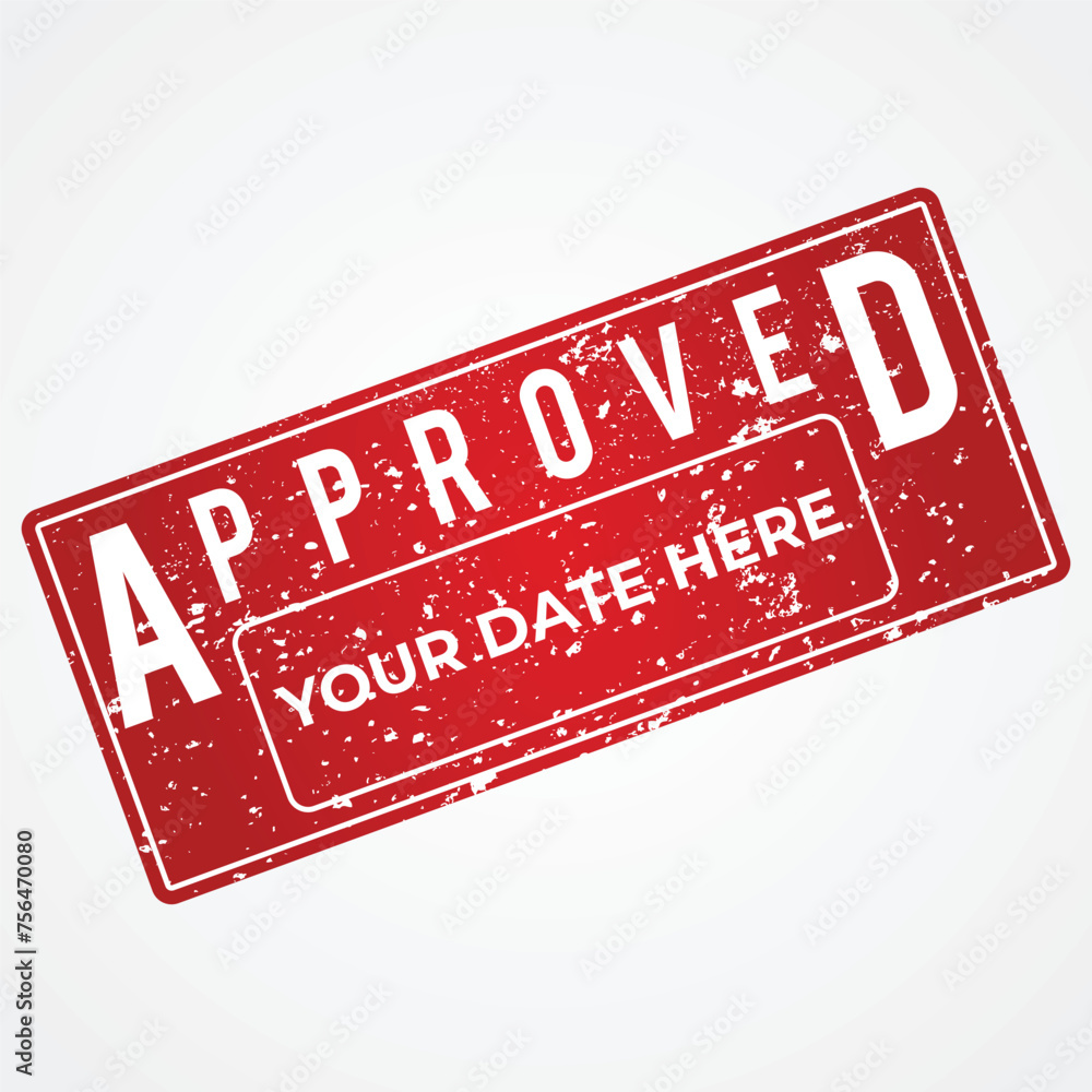 Approved stamp with date and signature in red grunge look Stock Vector ...
