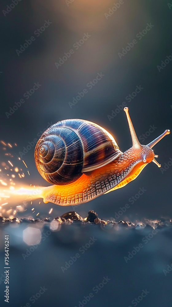 Super fast turbo snail. Successful fast moving snail. Amazing power ...