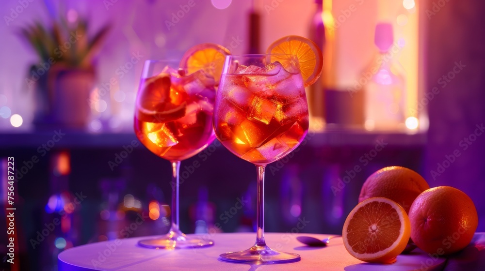 Aperol Spritz cocktail on bar background. Glass of alcoholic drink ...