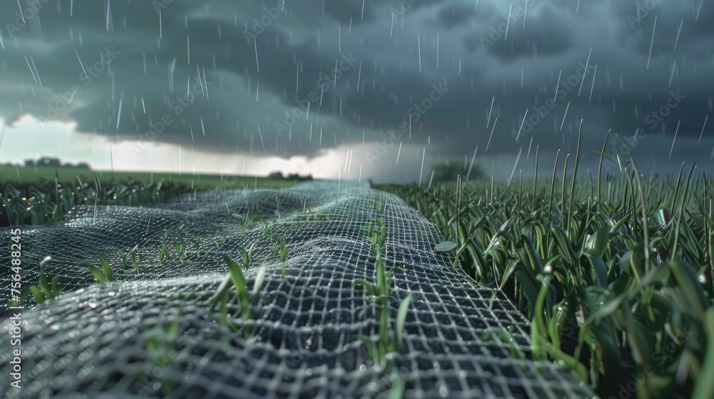 Crop insurance and risk, a 3D animated storm with a safety net ...