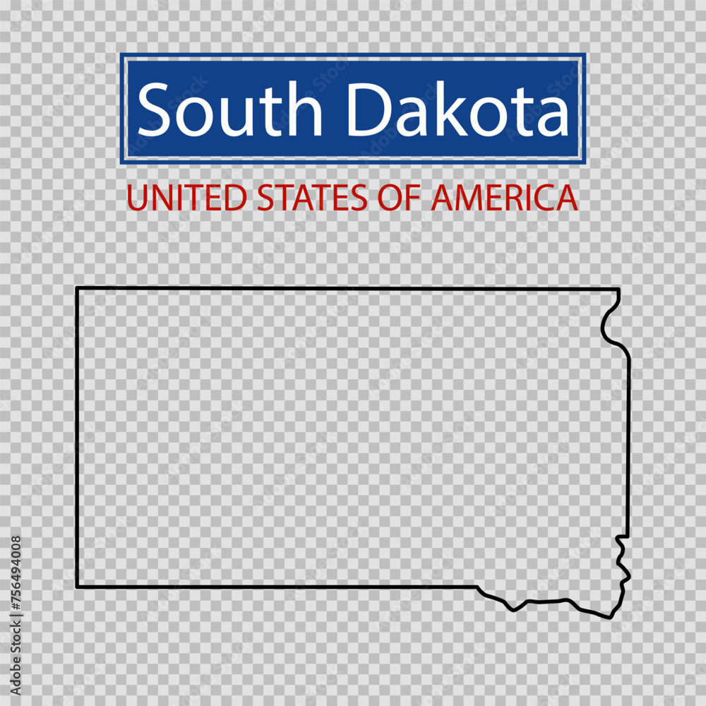 South Dakota state outline map on a transparent background, United ...