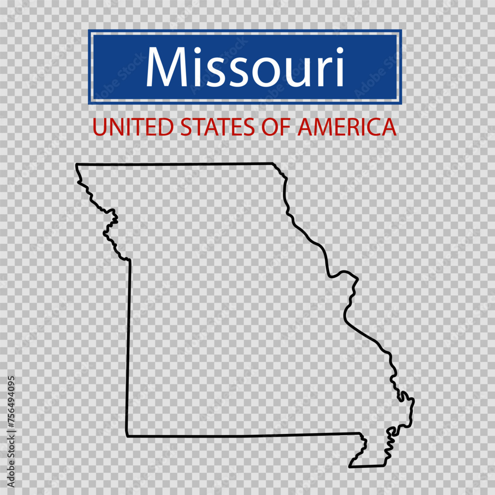 Missouri state outline map on a transparent background, United States ...