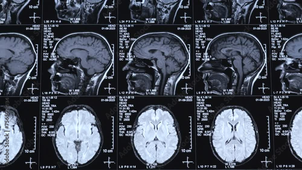 Doctor examining MRI, MRT, CT scan image of human brain. Medical ...