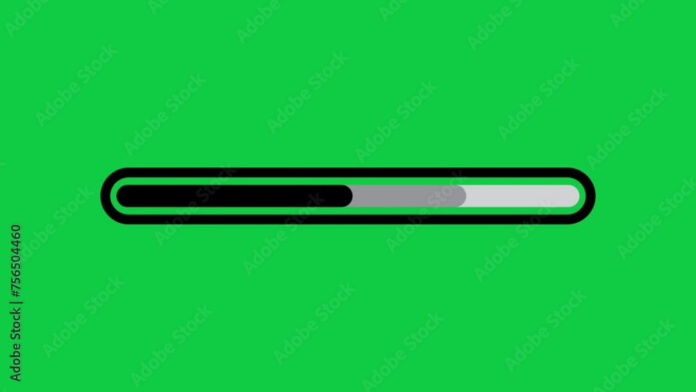 Clean simple black and white progress loading bar on green screen ...