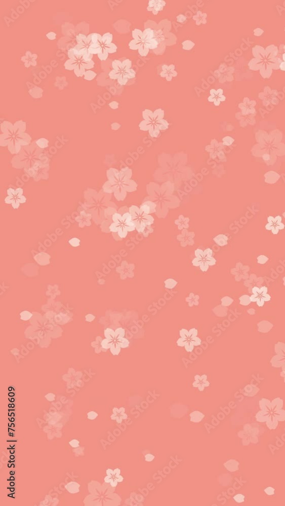 Abstract floral vertical motion background with animated sakura flowers ...