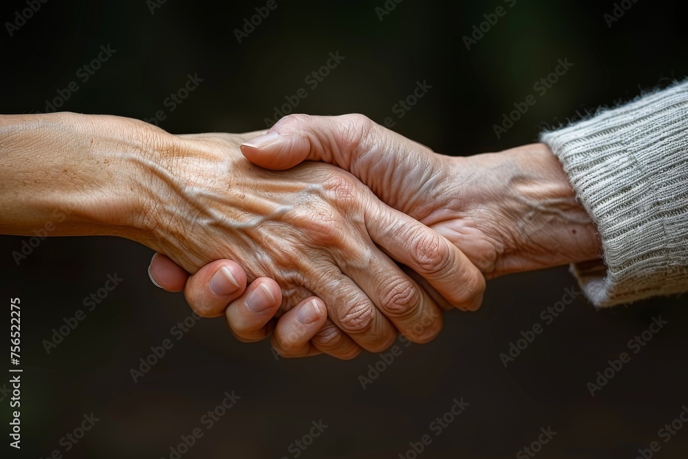 This touching image captures two elderly hands, clasped in a symbol of ...