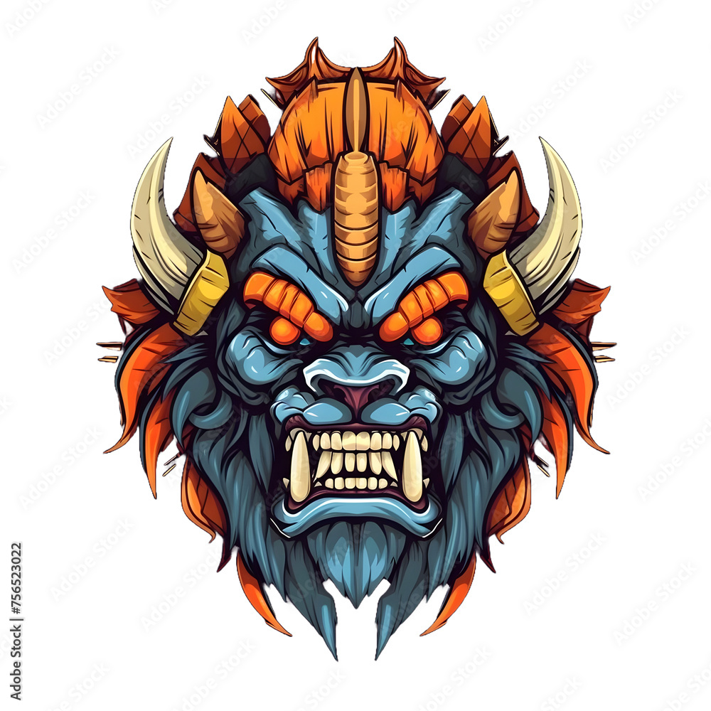 Strong Horned Ogre Chieftain Mascot Isolated on Transparent Background ...