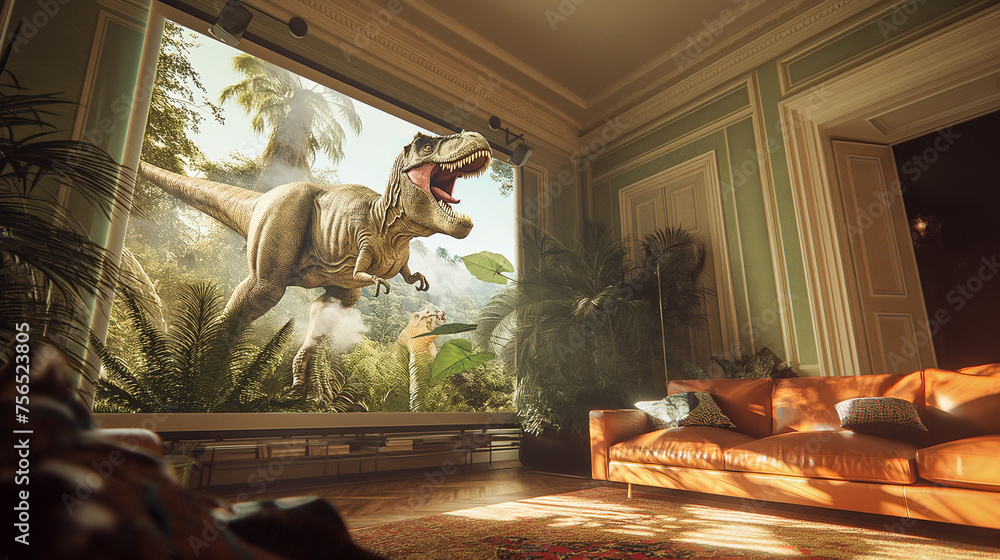 Foto de Home theater screen with 4k hyper realistic 3D movie with a ...