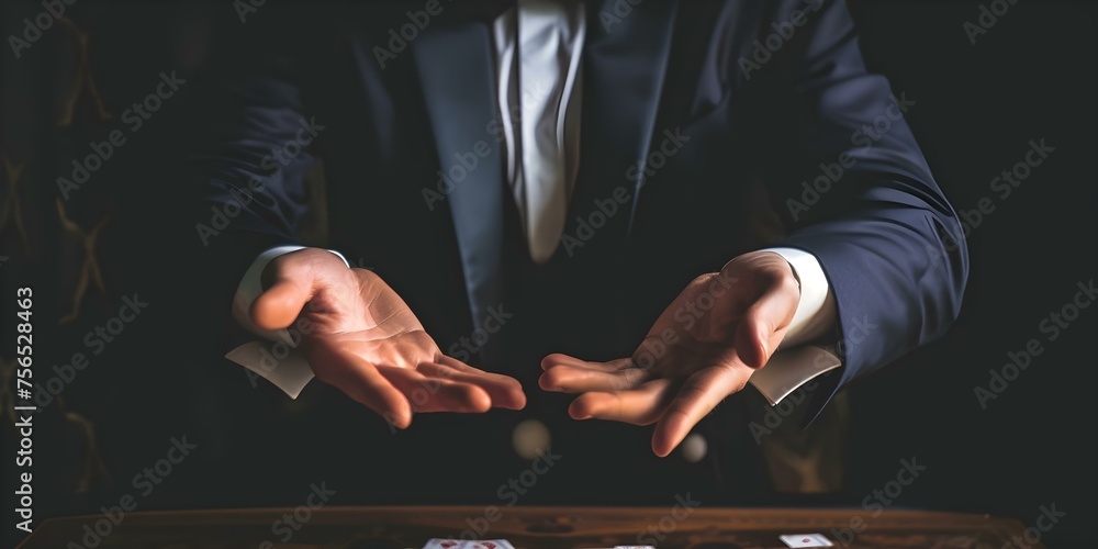 Magician demonstrating flawless expertise and unparalleled skill level ...