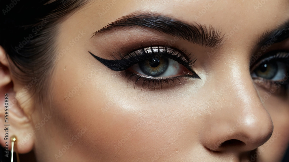 Beautiful female eyes with long eyelashes eyeliner Eyelash extension ...