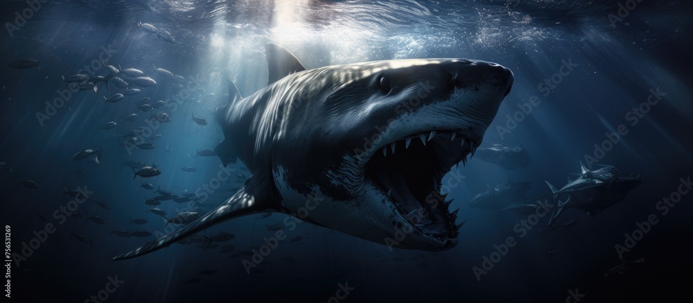 A Great White Shark, part of the Lamnidae family in the Lamniformes ...