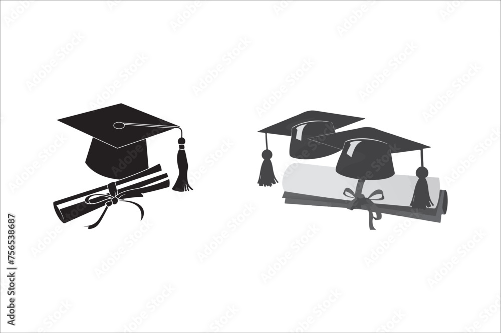 graduation cap vector silhouette, vector silhouette graduation cap png ...