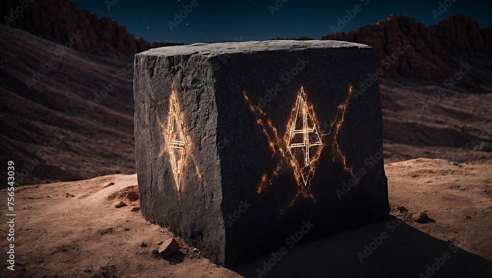 arcane sigil on a desert monolith, magical symbols Stock Illustration ...