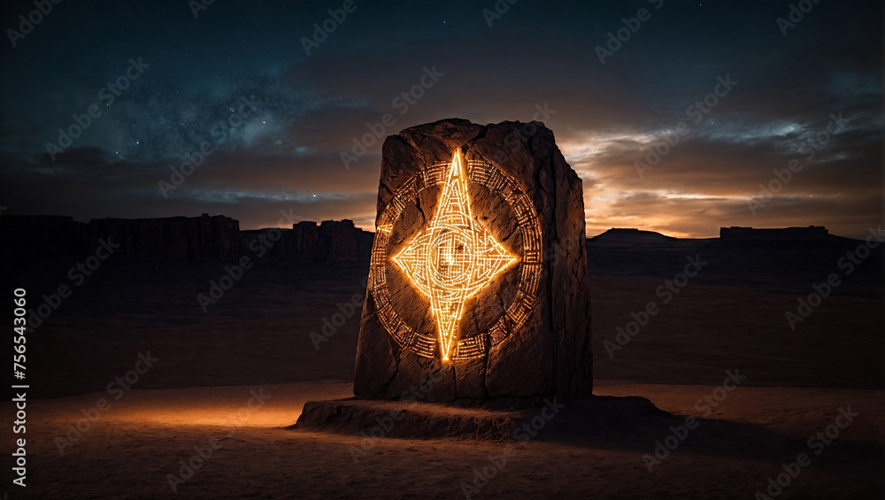 arcane sigil on a desert monolith, magical symbols Stock Illustration ...