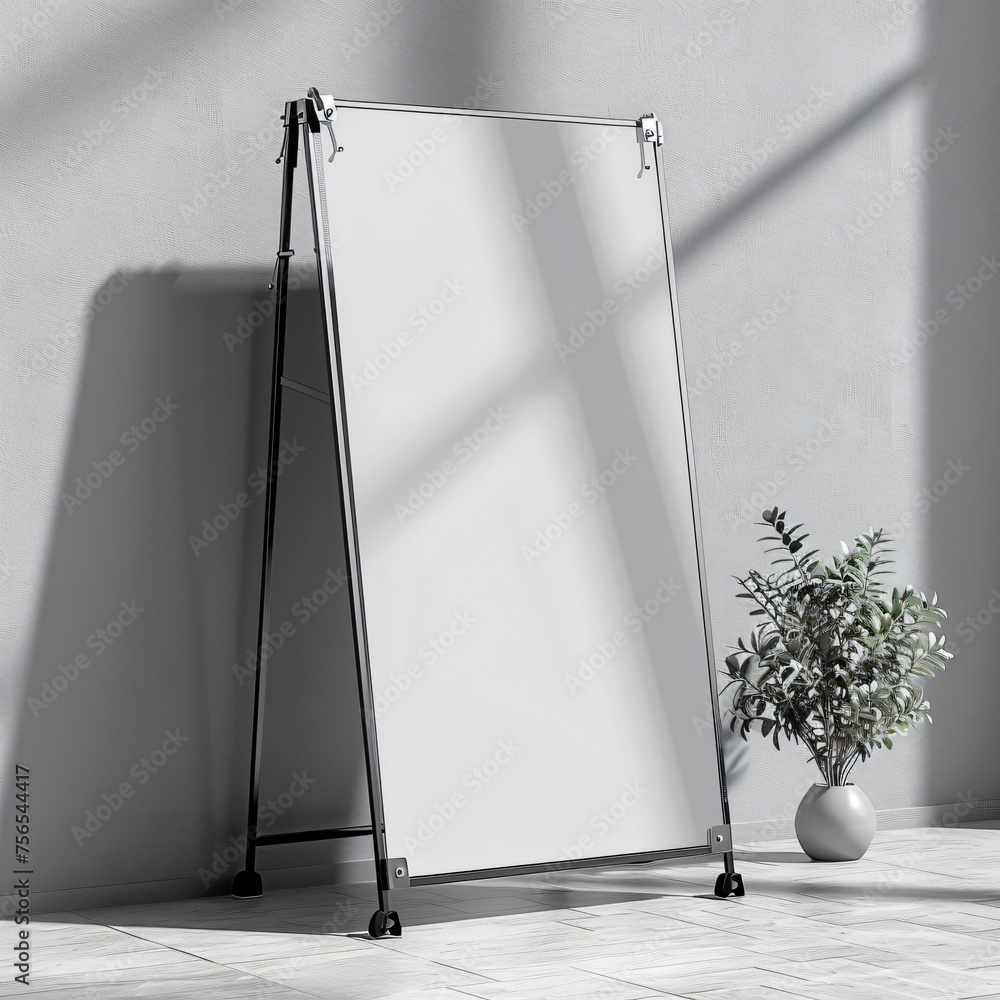 3r render of a-frame banner mockup, 3d metal realistic a-frame banner ...