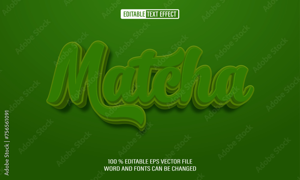 Editable 3d text style effect - Matcha text effect Template Stock ...