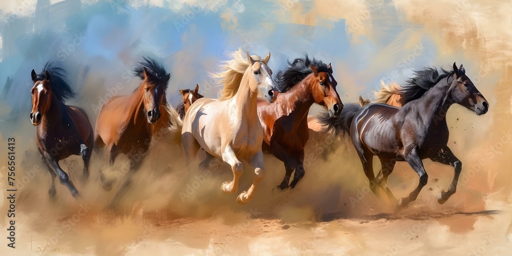 Vibrant and dynamic oil painting capturing the grace and beauty of ...