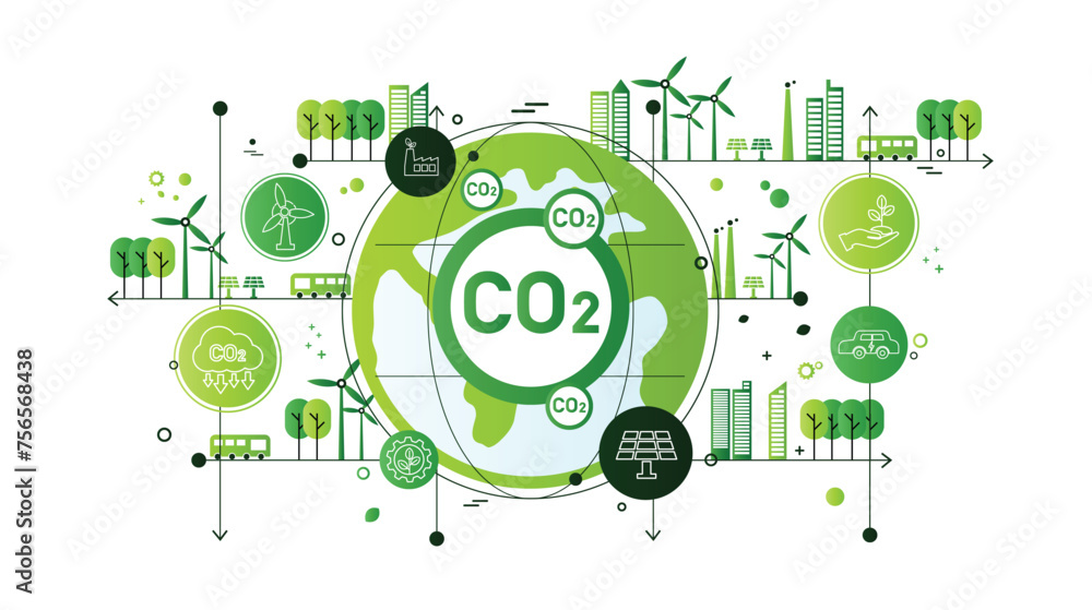 The concept of reduce co2 emission using clean energy and reduce ...