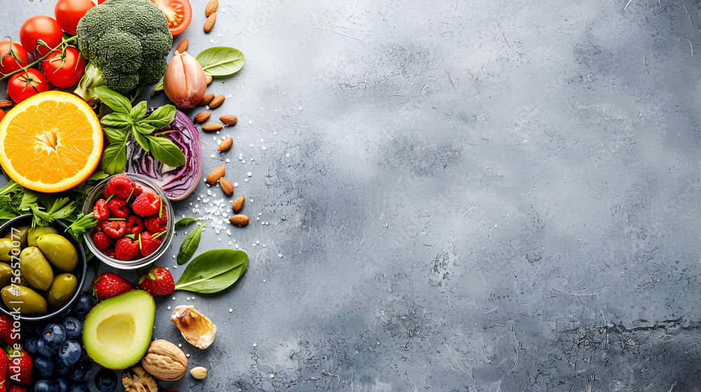 Balanced diet food background. Nutrition clean, Food sources of omega 3 ...