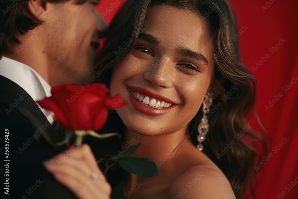 iconic photo, haute couture vivid portraits of 2 smiling models with a ...