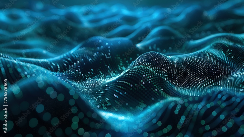 Beautiful wave form an array, Flowing dot particles wave 3D curve ...