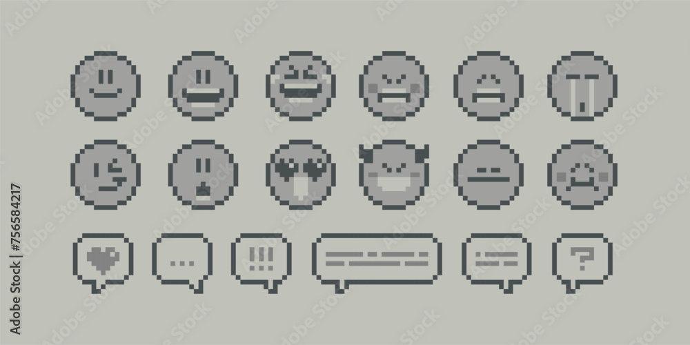 8-bit Pixel emotions icons in retro video game style (vector pixel ...