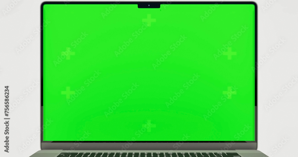 Empty Green Screen Display Laptop for Watching and Paste Background e ...