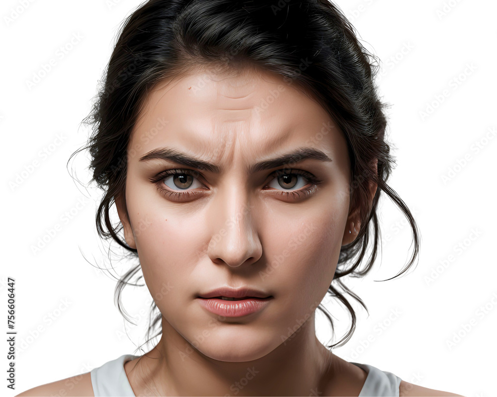 angry arabic woman isolated on white/transparent background, cut out ...