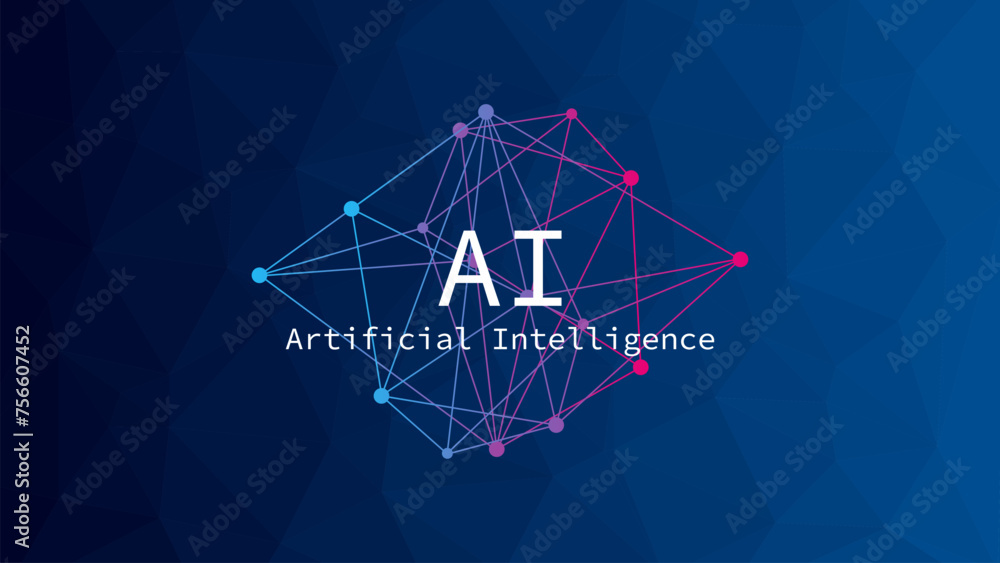 Artificial Intelligence. Triangle gradient background. Network pattern ...