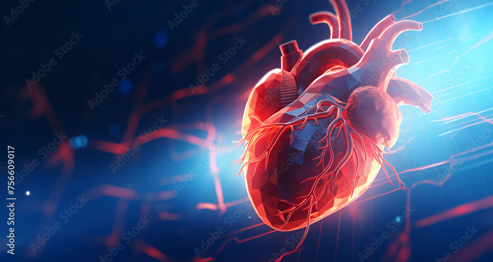 human heart anatomy, glowing heart cardiology medical care, A human ...