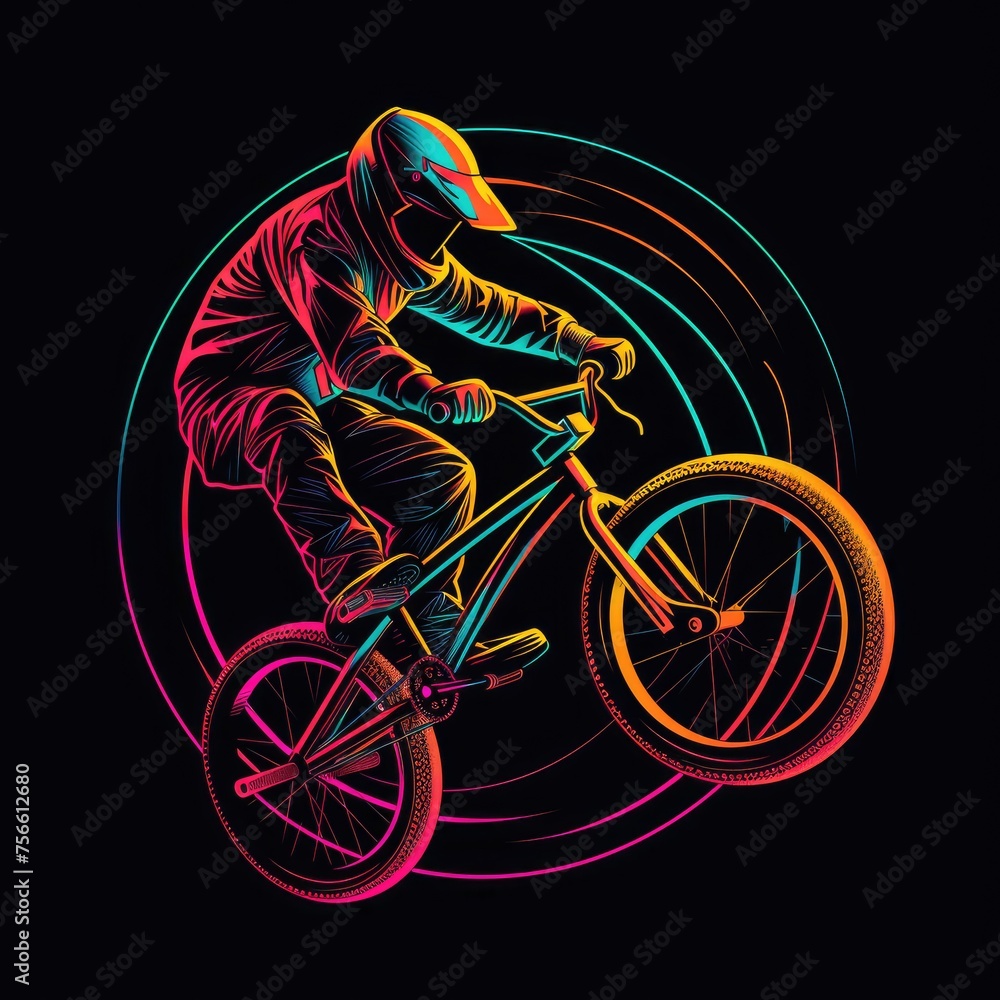 BMX logo in hi-tech style. Futuristic design with dynamic lines and ...