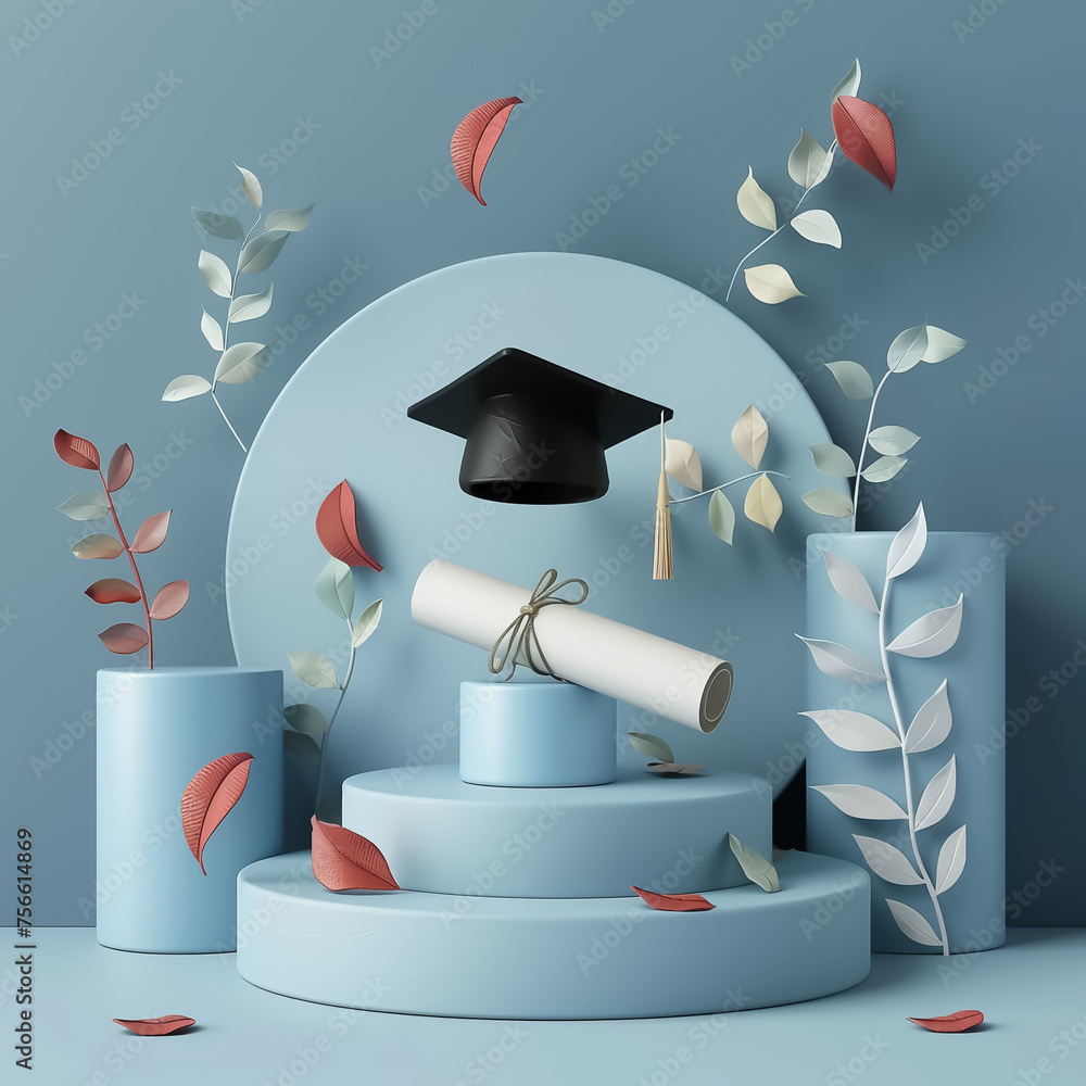 The diploma certificate proudly displayed on the podium signified the ...