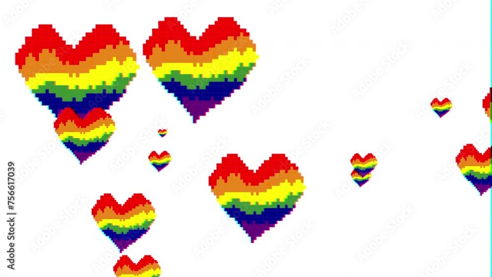 Retro pixel heart pattern old game glitch animation, pixelated stile ...