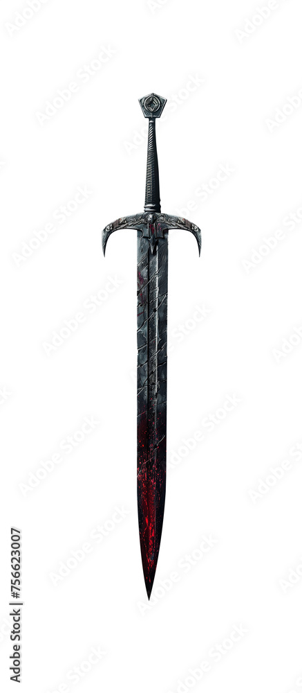 Fantasy Gothic medieval fantasy long sword. With dents, worn, cracked ...