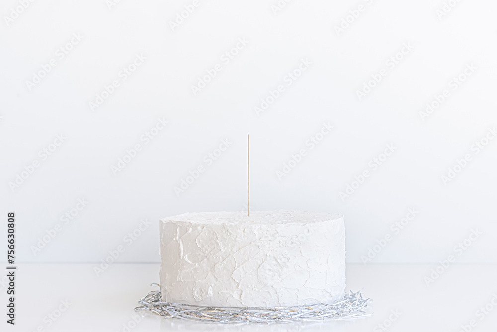 Cake topper mock up . Styled with Silver confetti , ribbons decoration ...