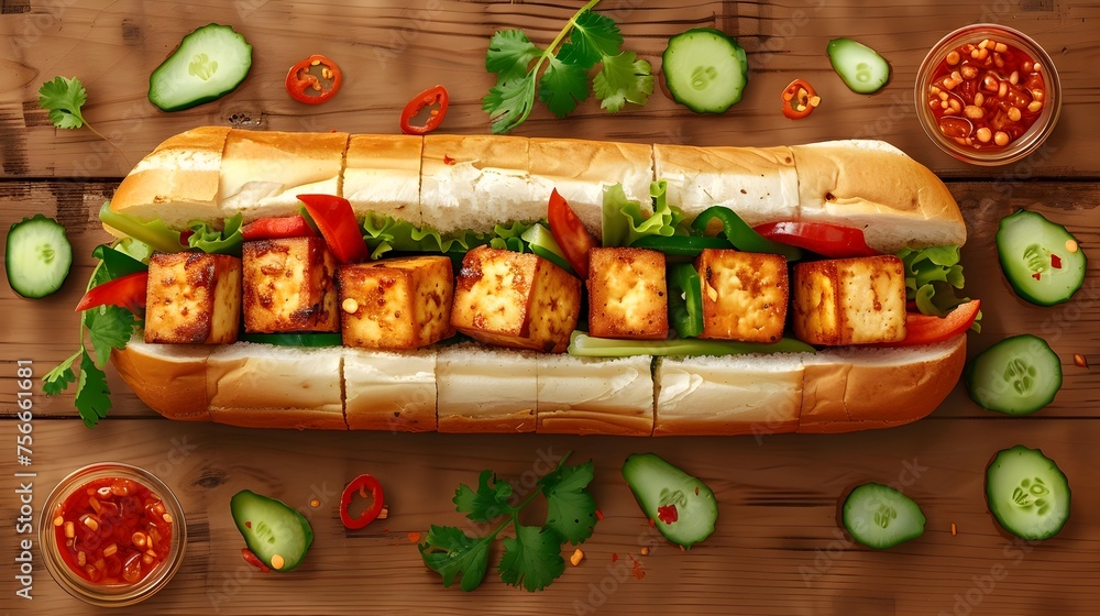 Vibrant Vegetarian Banh Mi Chay A Tasty and Colorful Street Food Snack ...