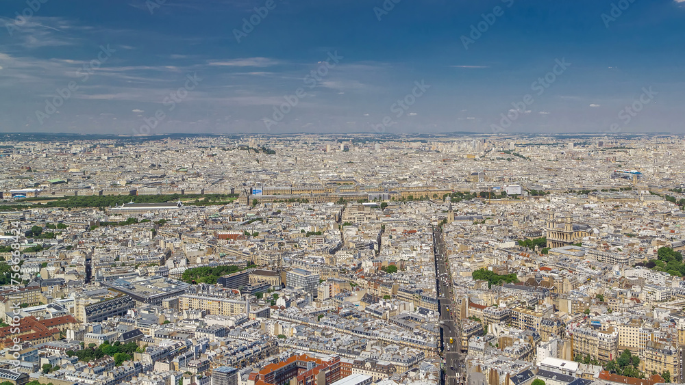 Top view of Paris skyline from observation deck of Montparnasse tower ...