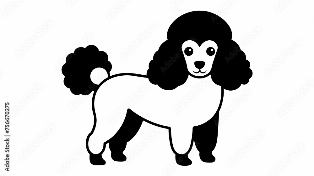 poodle clipart black and white withe white background vector ...