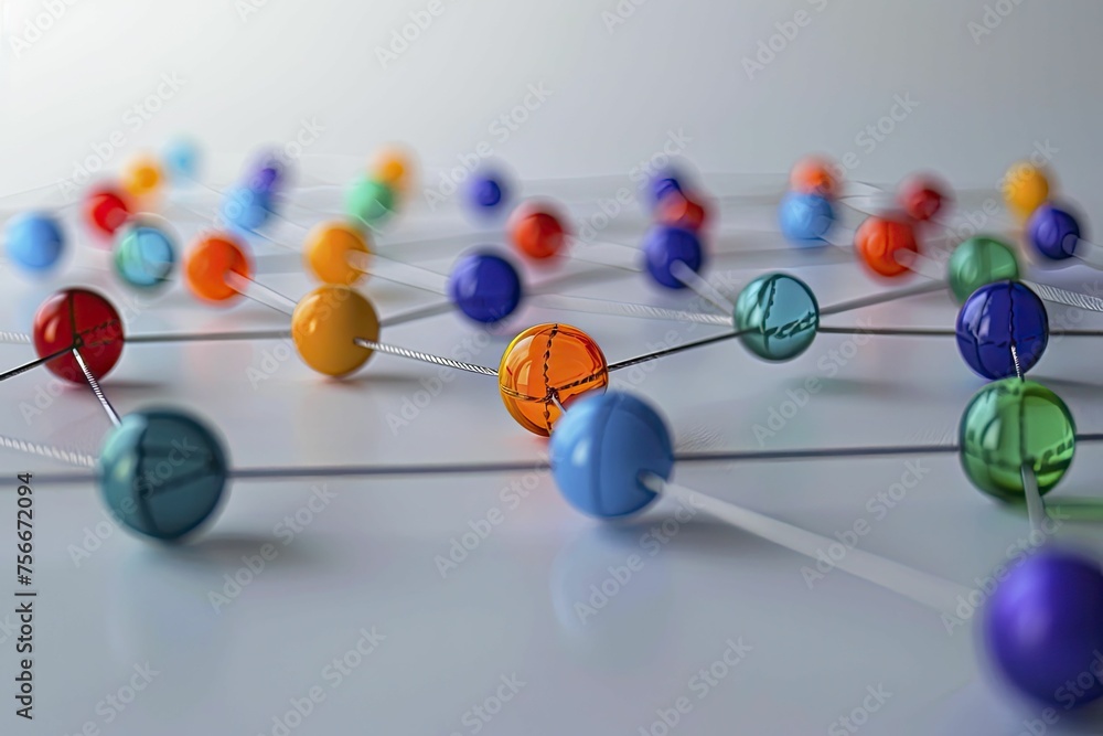 An abstract design of a network, with nodes connected by lines that are ...