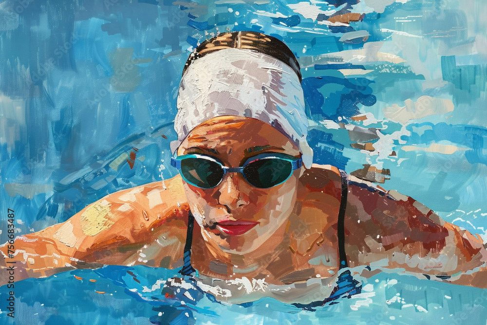 Female swimmer at the swimming pool. underwater picture of young female ...