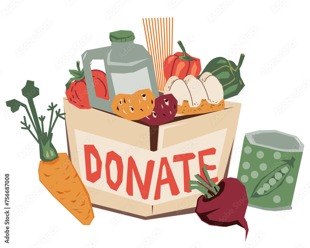 Food drive and charity donation symbol, vector illustration on white ...